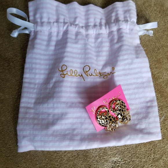 Lilly Pulitzer | Jewelry | New Wot Lilly Pulitzer Gold Leopard Earrings ...